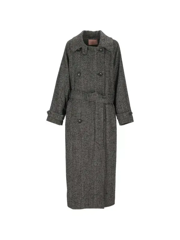 KRISTINA TI Herringbone-pattern Double-breasted Coat