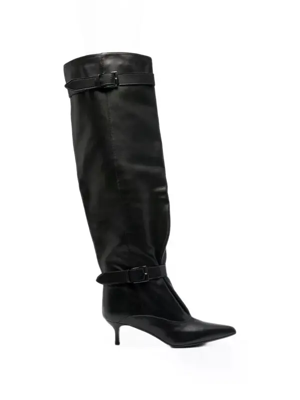 GISEL B Buckle-strap Pointed-toe Boots - Black