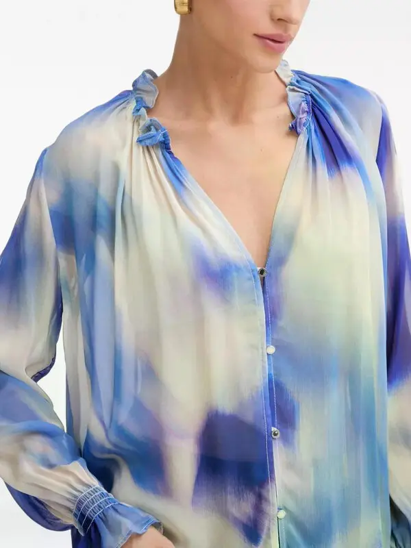 MORGAN Tie-dye Ruffled Shirt