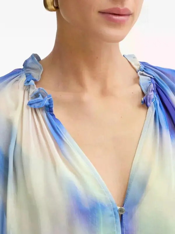 MORGAN Tie-dye Ruffled Shirt