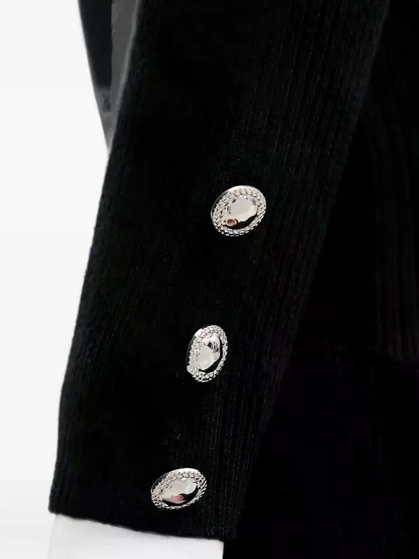 MORGAN Ribbed-knit Button-cuff Mini Dress