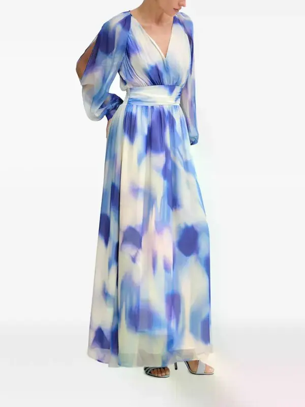 MORGAN Abstract Print Maxi Dress With Slit Sleeves