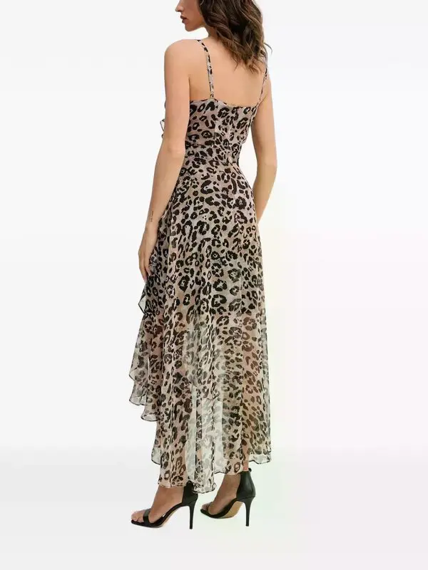 MORGAN Leopard-print Ruffled Asymmetric Dress