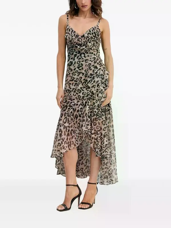 MORGAN Leopard-print Ruffled Asymmetric Dress - Neutrals
