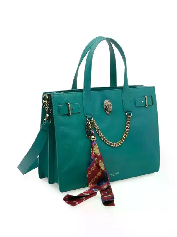Kurt Geiger Scarf-detail Eagle-plaque Tote Bag - Green