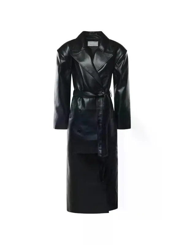 THE FRANKIE SHOP Tina Double-breasted Faux-leather Coat - Black