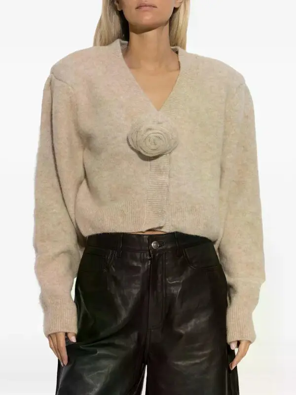 ROTATE BY BIRGER CHRISTENSEN Knit Flower Cardigan Beige - Neutrals