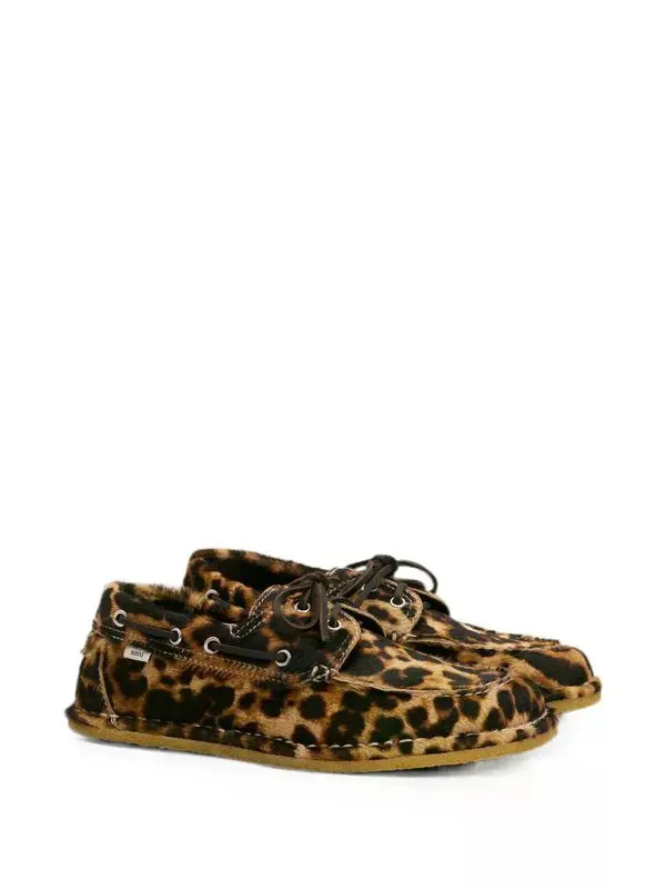 AMI Paris Leopard-printed Cowhide-leather Boat Shoes