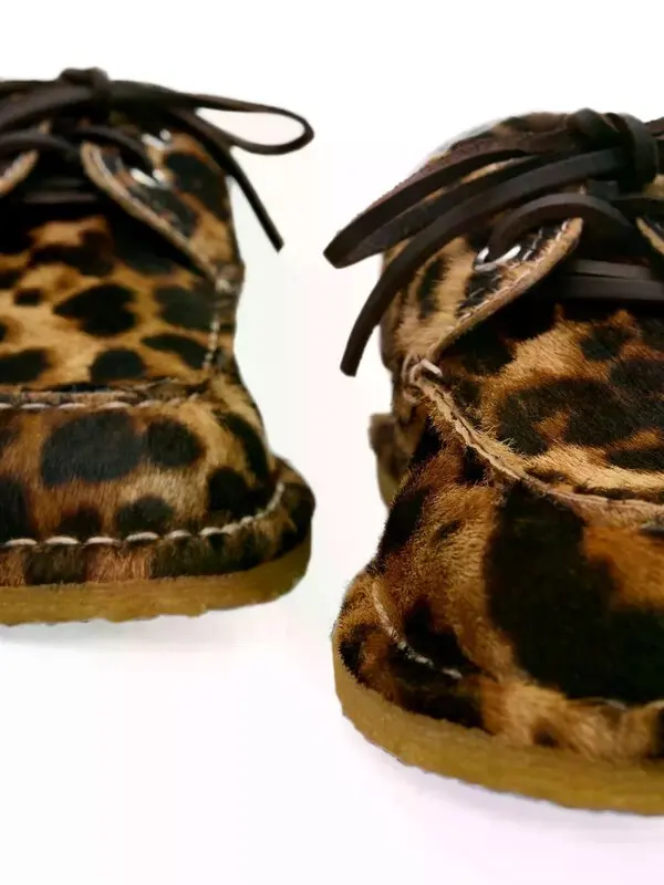 AMI Paris Leopard-printed Cowhide-leather Boat Shoes