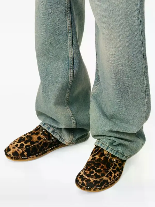 AMI Paris Leopard-printed Cowhide-leather Boat Shoes