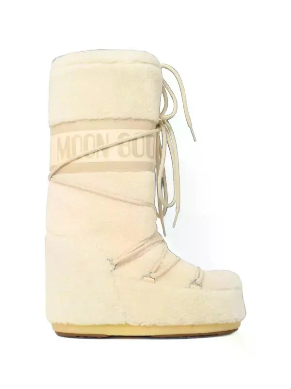Moon Boot Icon Fleece Lace-up Boots - Neutrals