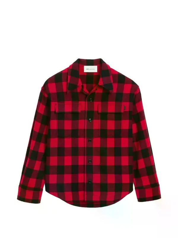 AMI Paris Wide Checkered Wool Overshirt