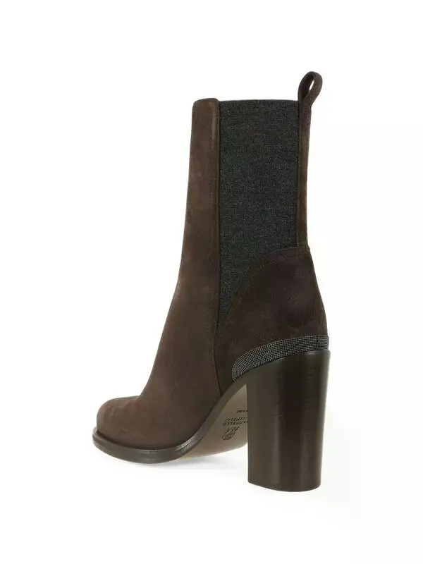 Brunello Cucinelli Monili-chain Suede Ankle Boots