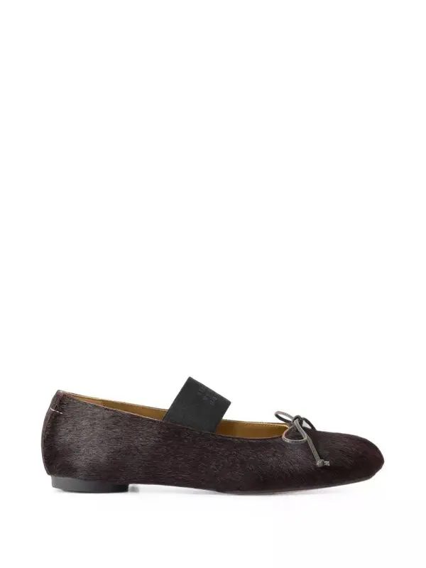MAISON MARGIELA Calf-hair Bow-detail Ballet Flats - Brown
