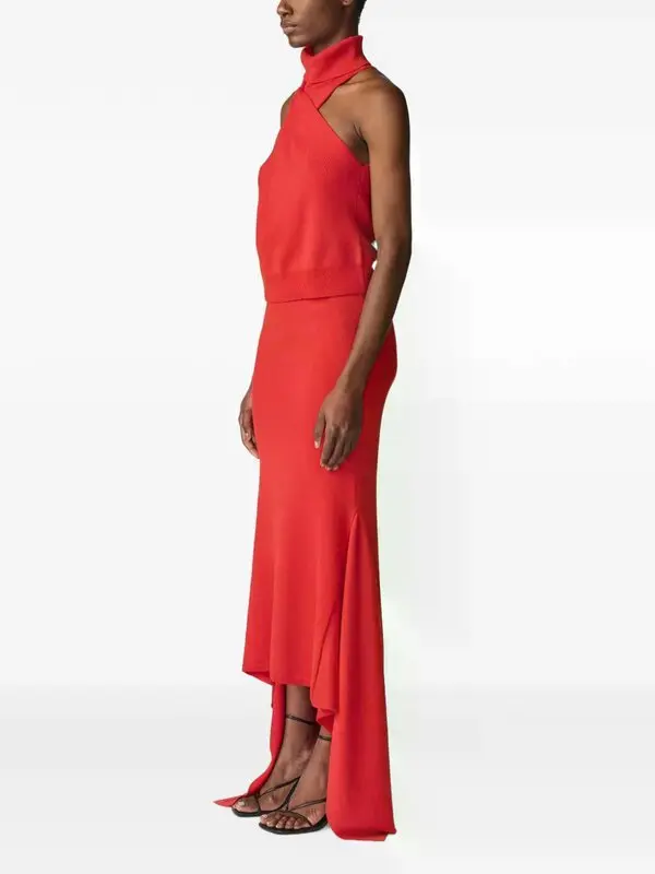 Monse Asymmetric Ribbed-knit Maxi Skirt