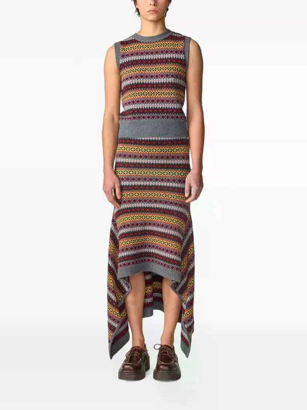 Monse Fair Isle Asymmetric Skirt