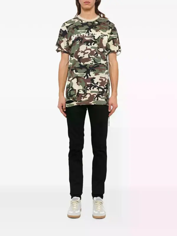 MASTERMIND WORLD Camo-print Distressed T-shirt