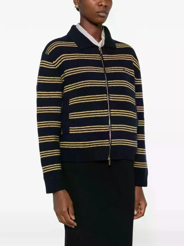 Miu Miu Striped Zip-up Cardigan