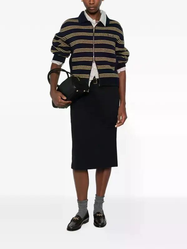 Miu Miu Striped Zip-up Cardigan