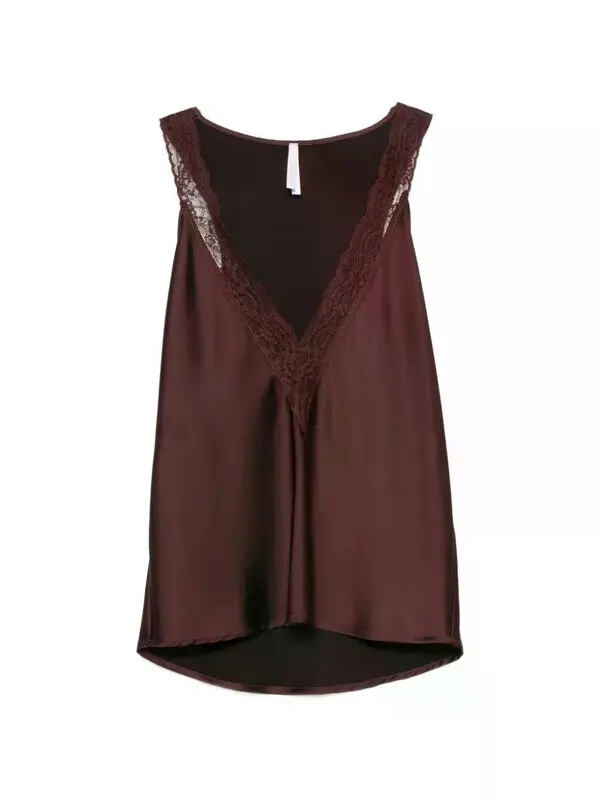 Imperial Lace-trimmed V-neck Sleeveless Top