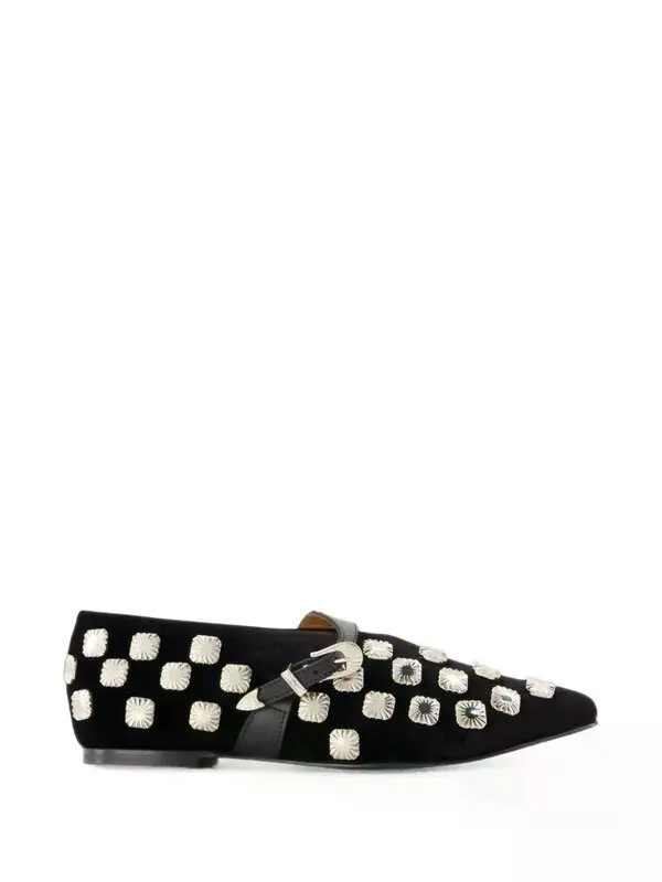 Toga Embellished Buckled Ballet Flats - Black