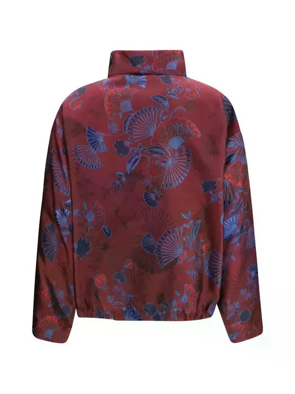 Giorgio Armani Floral Jacquard Funnel Neck Coat
