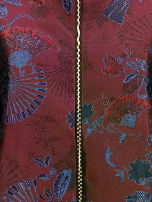 Giorgio Armani Floral Jacquard Funnel Neck Coat