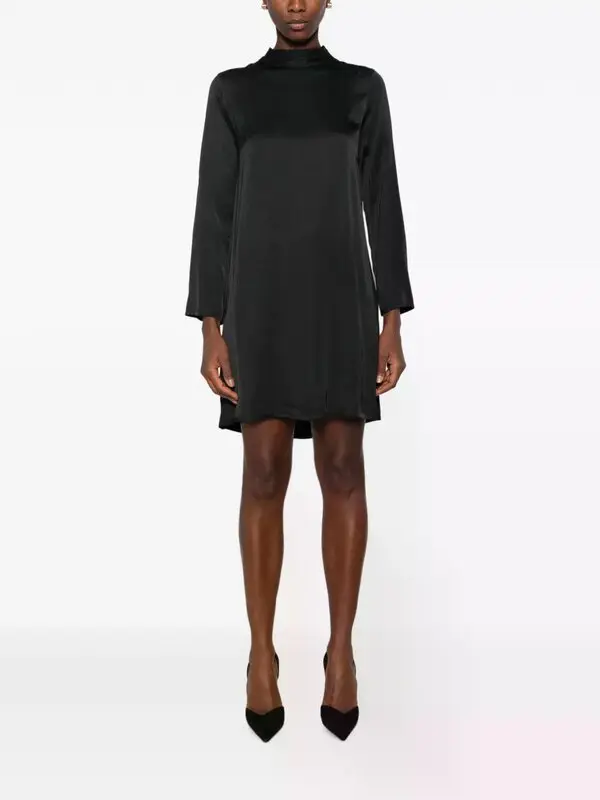 Dixie Bow-detail Long-sleeve Mini Dress - Black