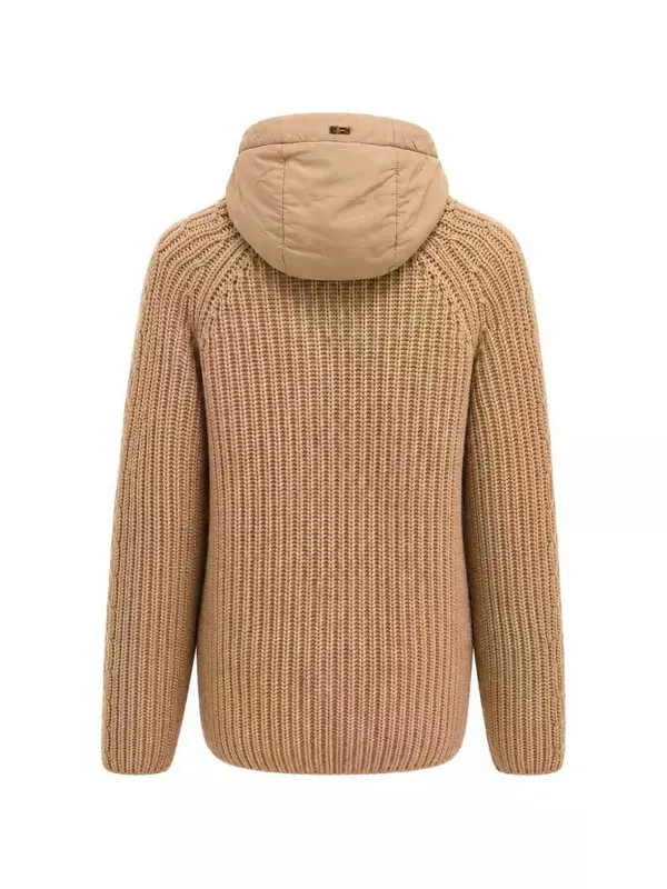Herno Ribbed-knit Hooded Cardigan