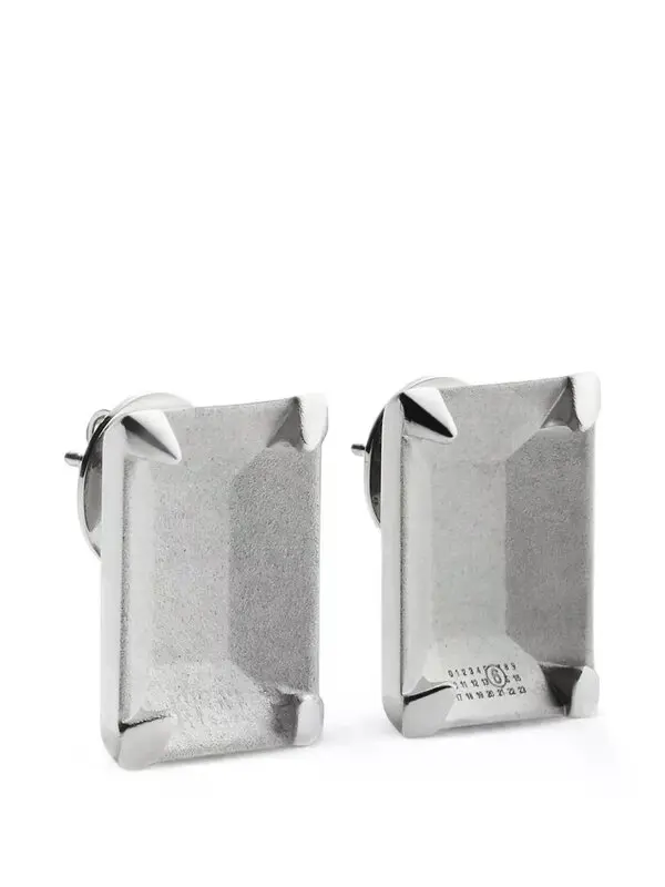 MAISON MARGIELA Four-prong Rectangular Earrings - Silver