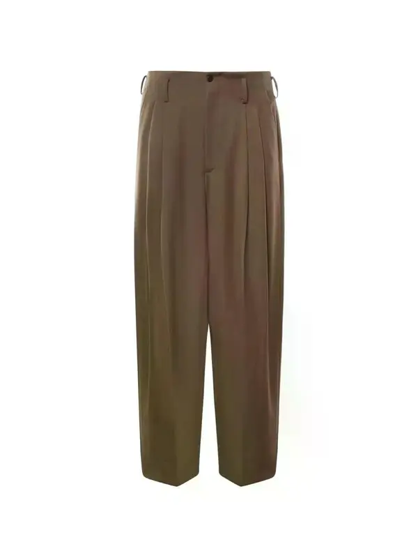 HED MAYNER Pleated Button-fastening Trousers - Brown