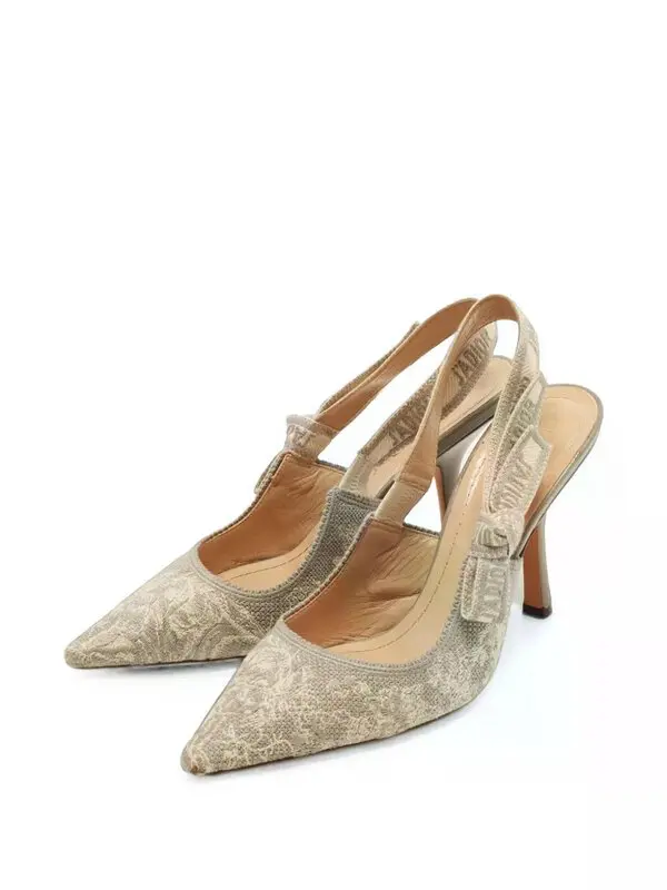 Dior J'adior Embroidered Slingback Pumps - Grey