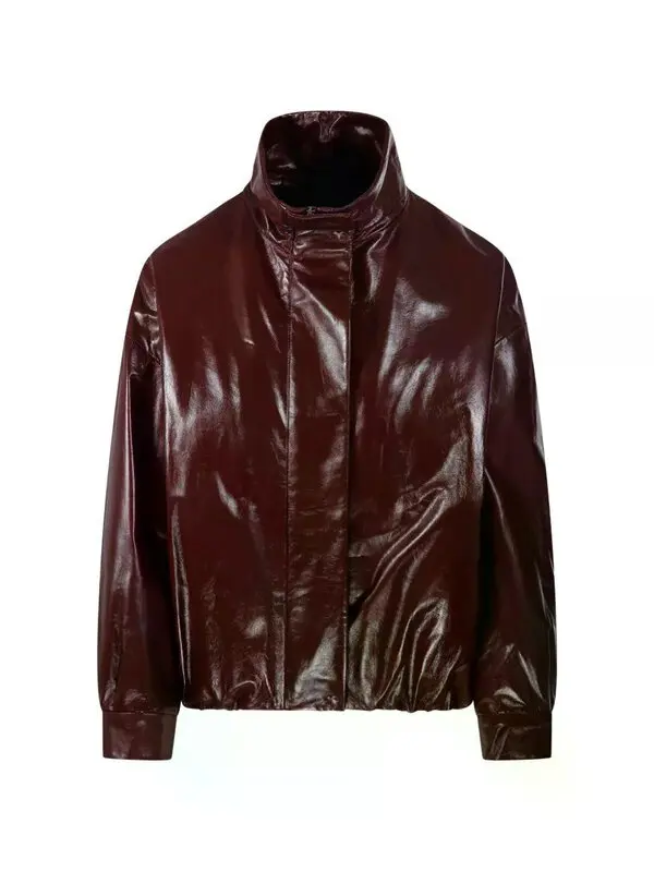 SALVATORE SANTORO High-neck Elasticated-hem Jacket - Red
