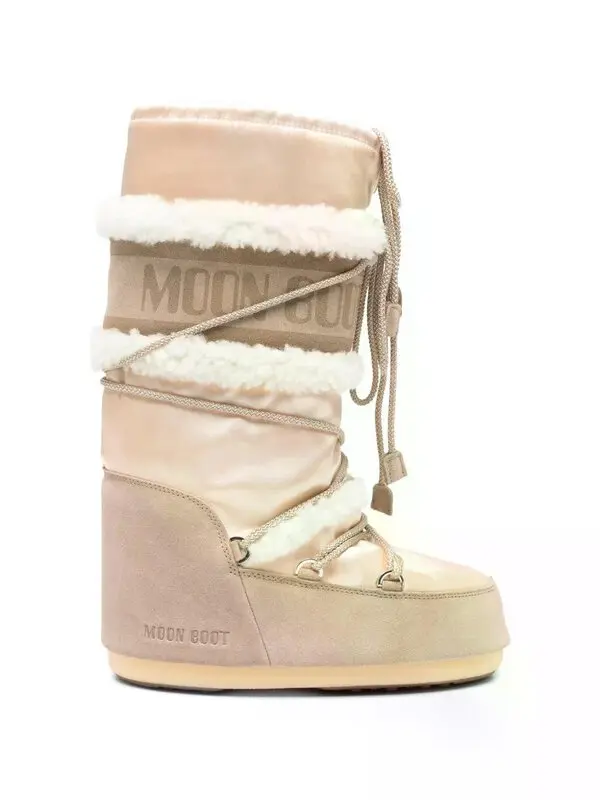Moon Boot Faux-shearling Trimmed Boots - Neutrals