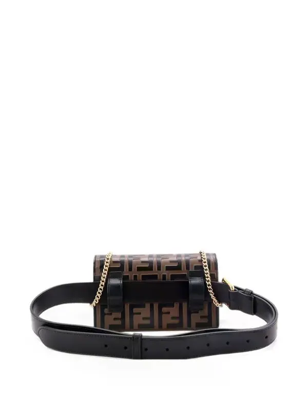 Fendi Convertible Leather Belt Bag With Zucca Embossed Detail - Brown