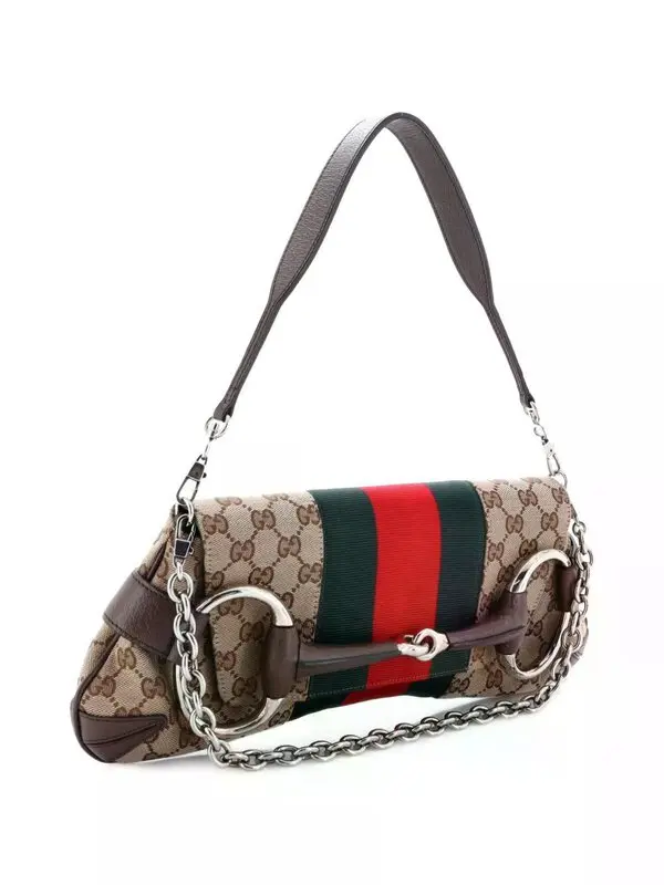 Gucci Horsebit Nm Web Chain Clutch Gg Canvas Medium Shoulder Bag