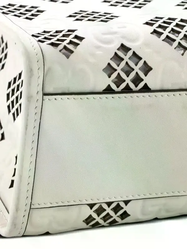 Gucci Convertible Gg Debossed Laser Cut Leather Small Tote Bag