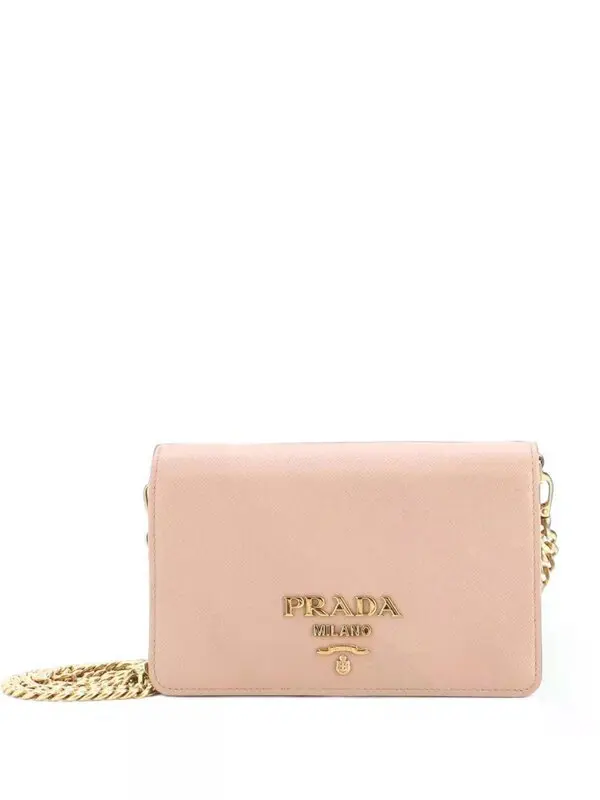 Prada Saffiano Leather Chain Wallet Crossbody Bag