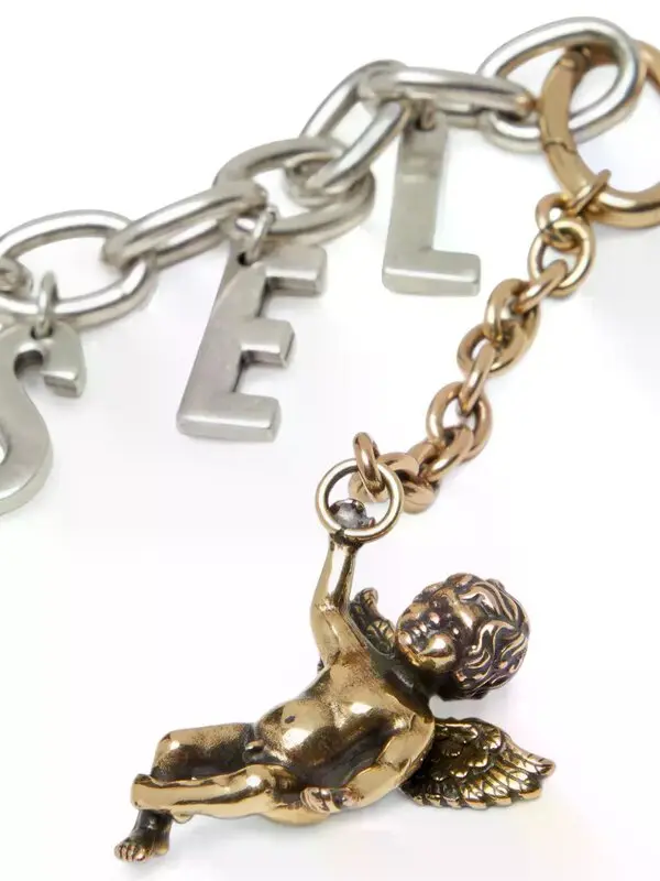 DIESEL® Cherub Letter Charm Keyring - Silver