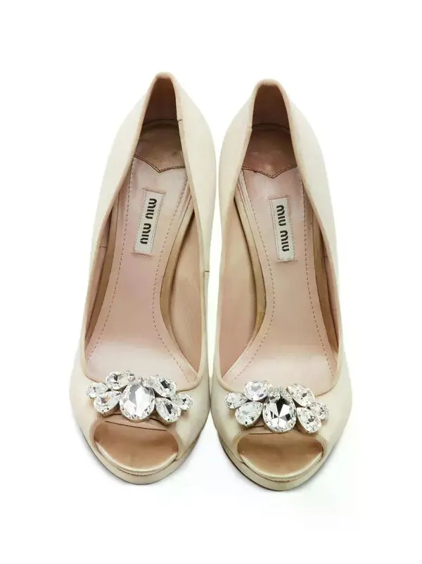 Miu Miu Embellished Peep-toe Stiletto Pumps
