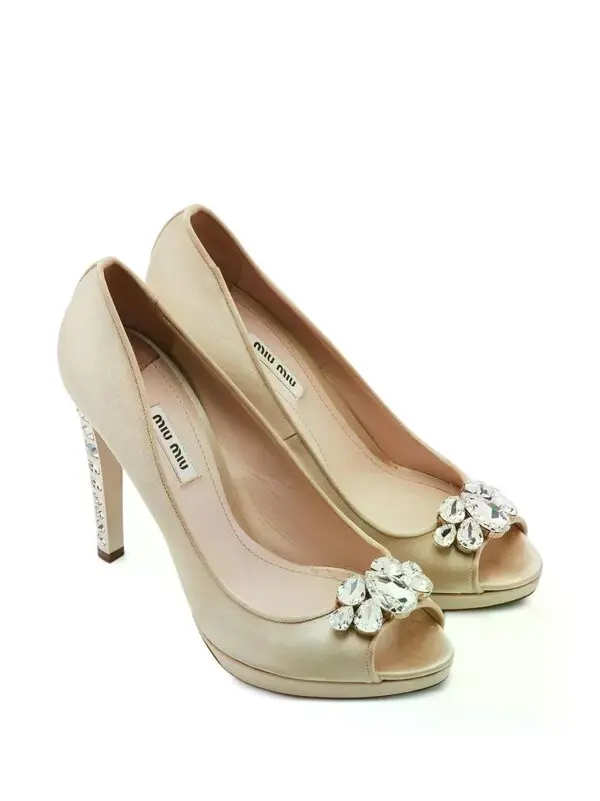 Miu Miu Embellished Peep-toe Stiletto Pumps
