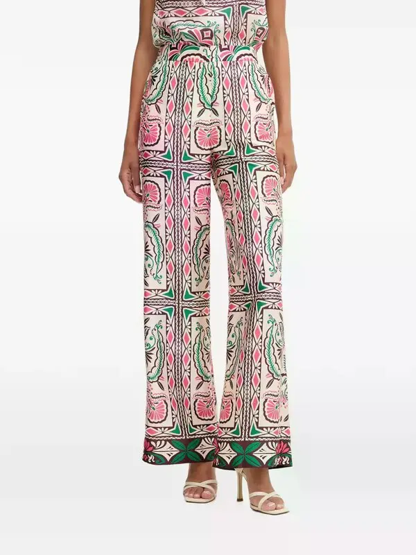 MORGAN Geometric-print Wide-leg Trousers - Neutrals