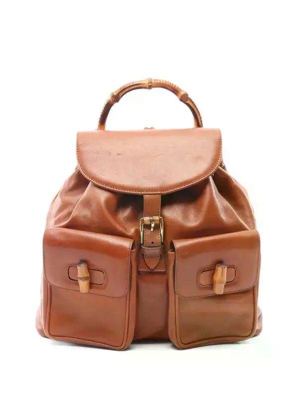 Gucci Bamboo Handle Leather Backpack