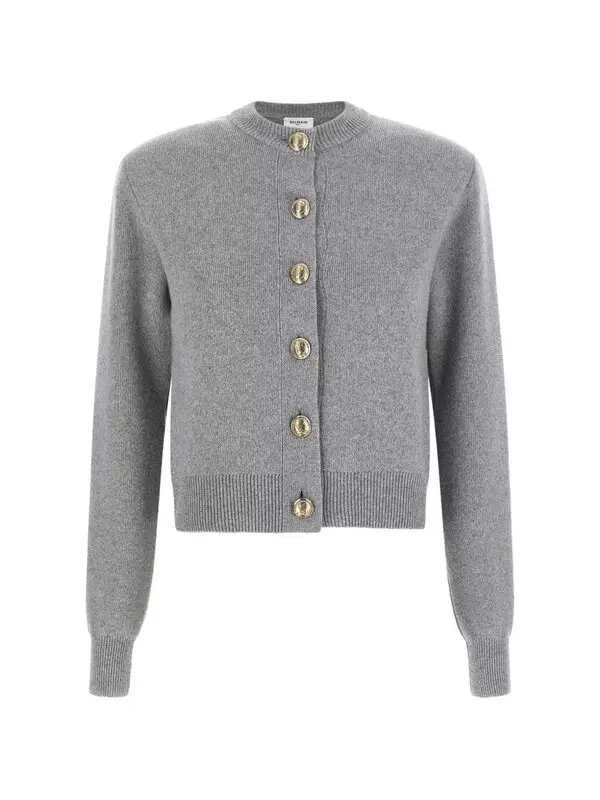 Balmain Engraved-button Crew-neck Cardigan