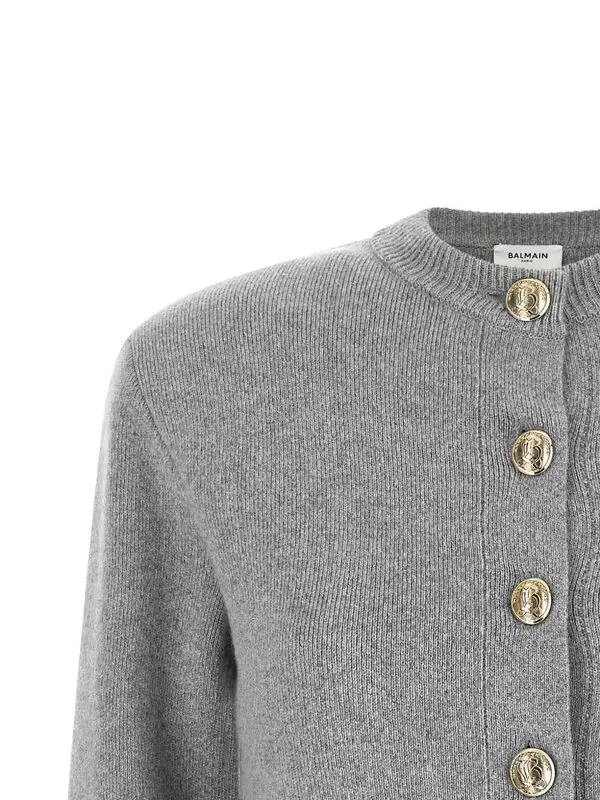 Balmain Engraved-button Crew-neck Cardigan