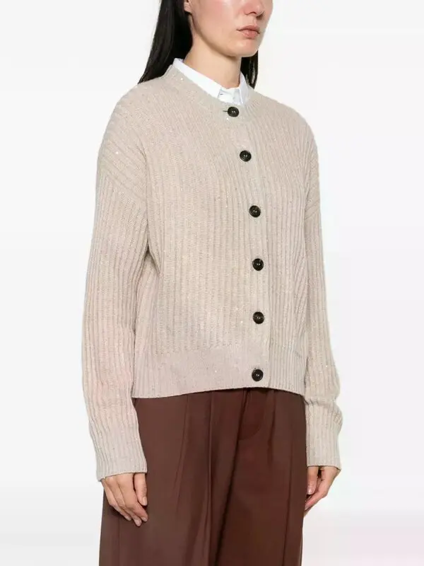 Brunello Cucinelli Ribbed-knit Sequin-embellished Cardigan