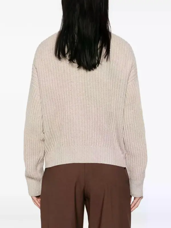 Brunello Cucinelli Ribbed-knit Sequin-embellished Cardigan