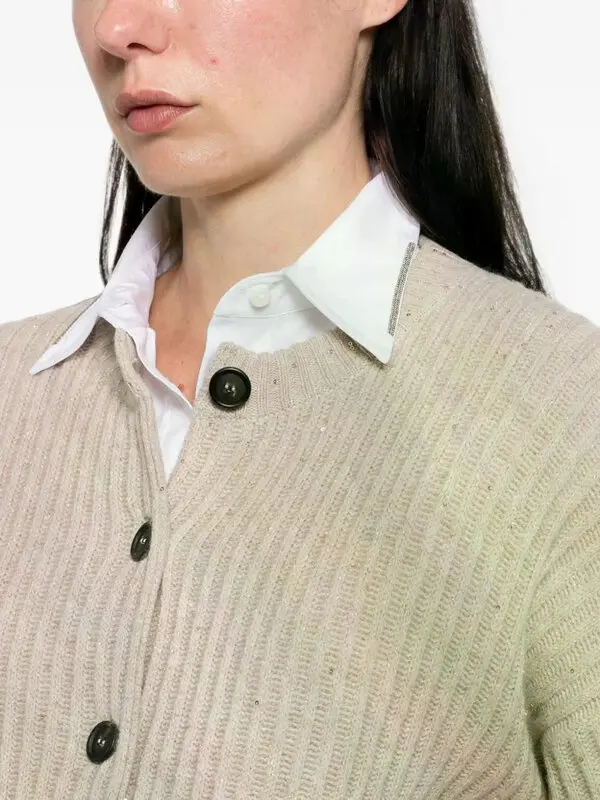 Brunello Cucinelli Ribbed-knit Sequin-embellished Cardigan