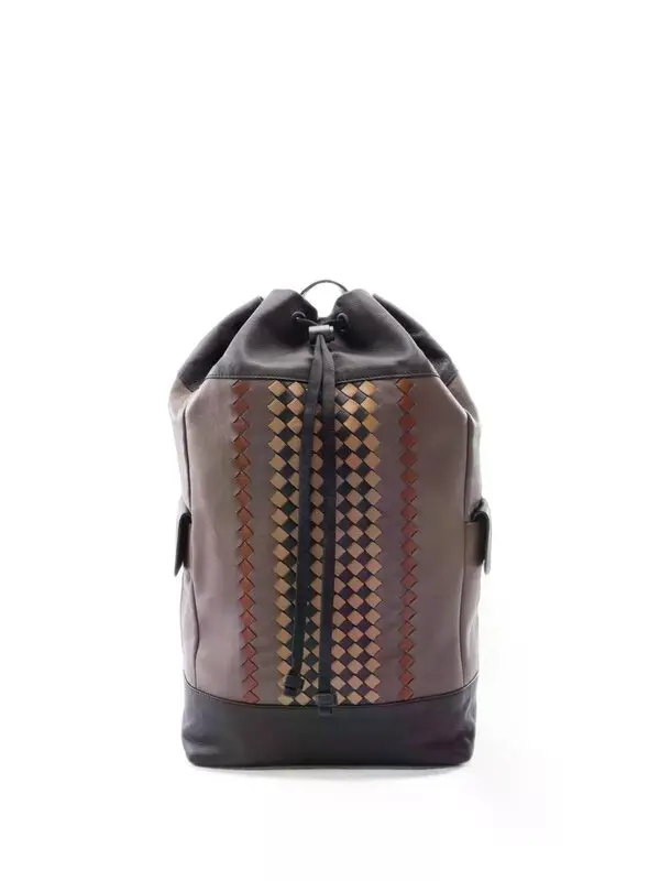 Bottega Veneta Intrecciato Striped Backpack - Brown