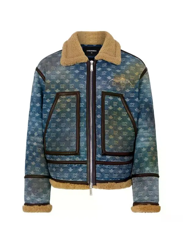 Dsquared2 Monogram Shearling Lined Denim Jacket